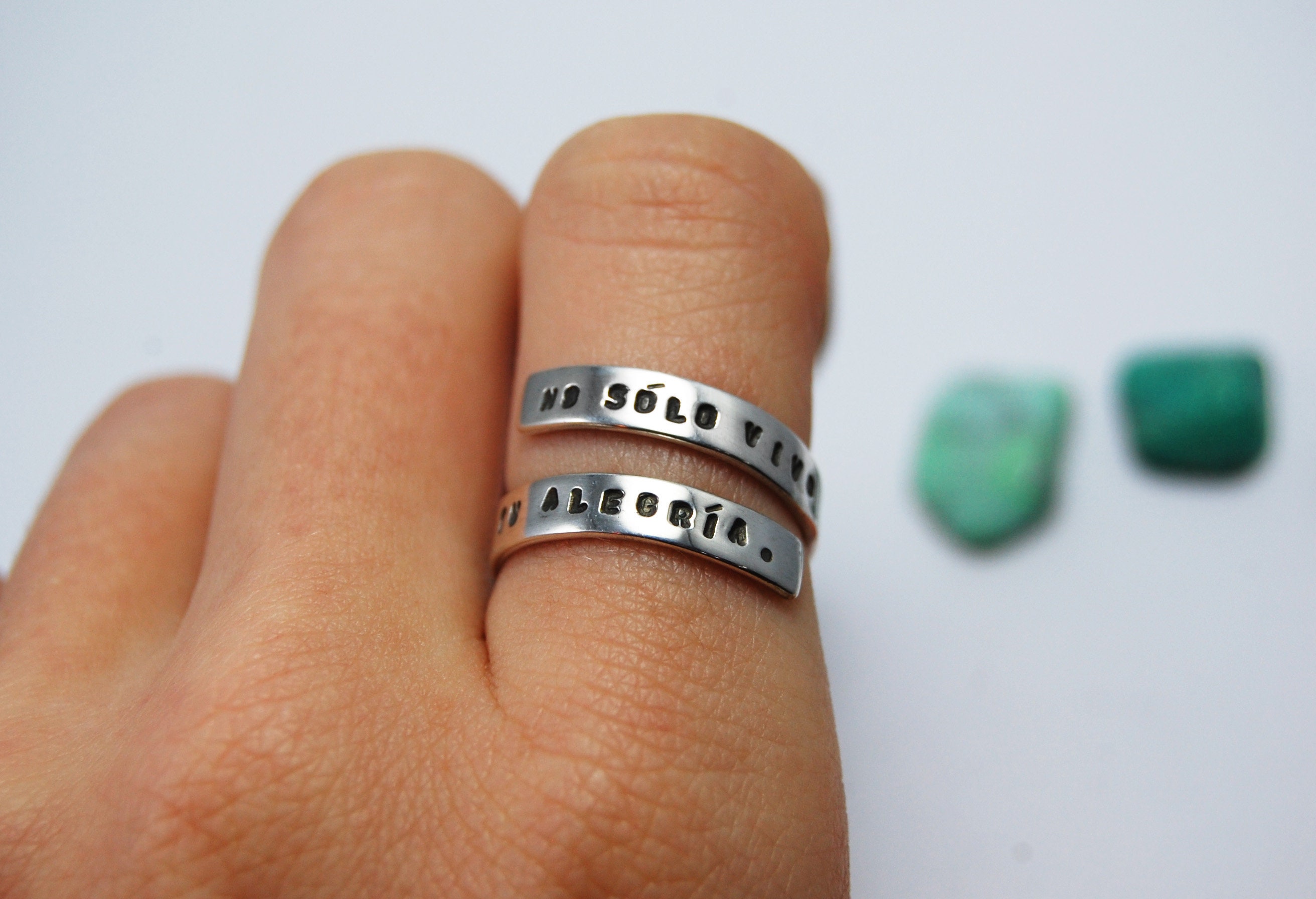 Anillo de mensaje personalizado ajustable Joyería de plata | Etsy