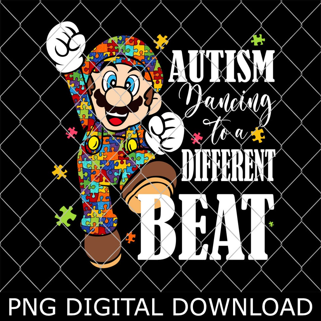 Mario Autism Awareness Png, Mario Autism Dancing to A Different Beat ...