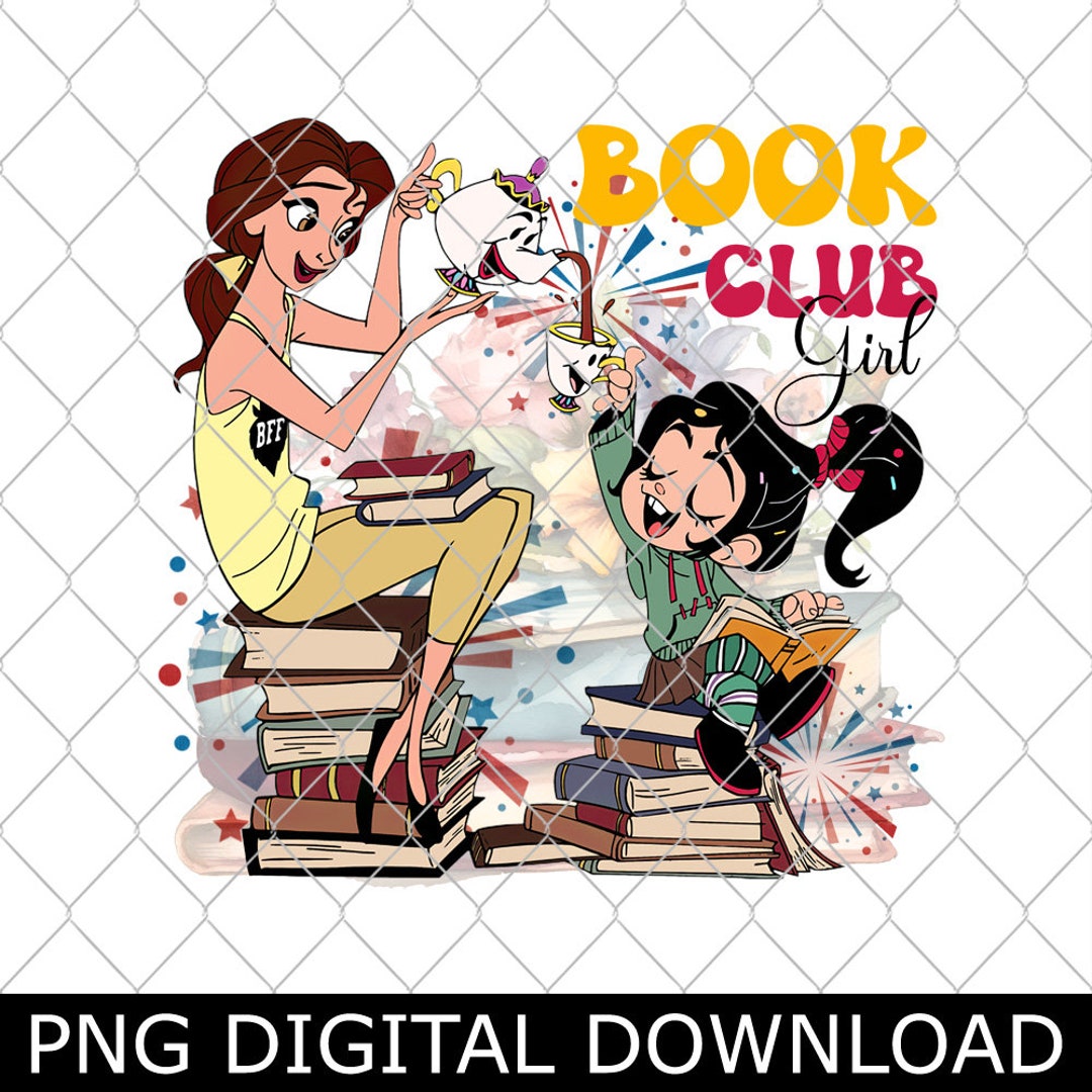 Book Club Girl Png, Belle Princess and Vanellope Book Girl Club Png ...