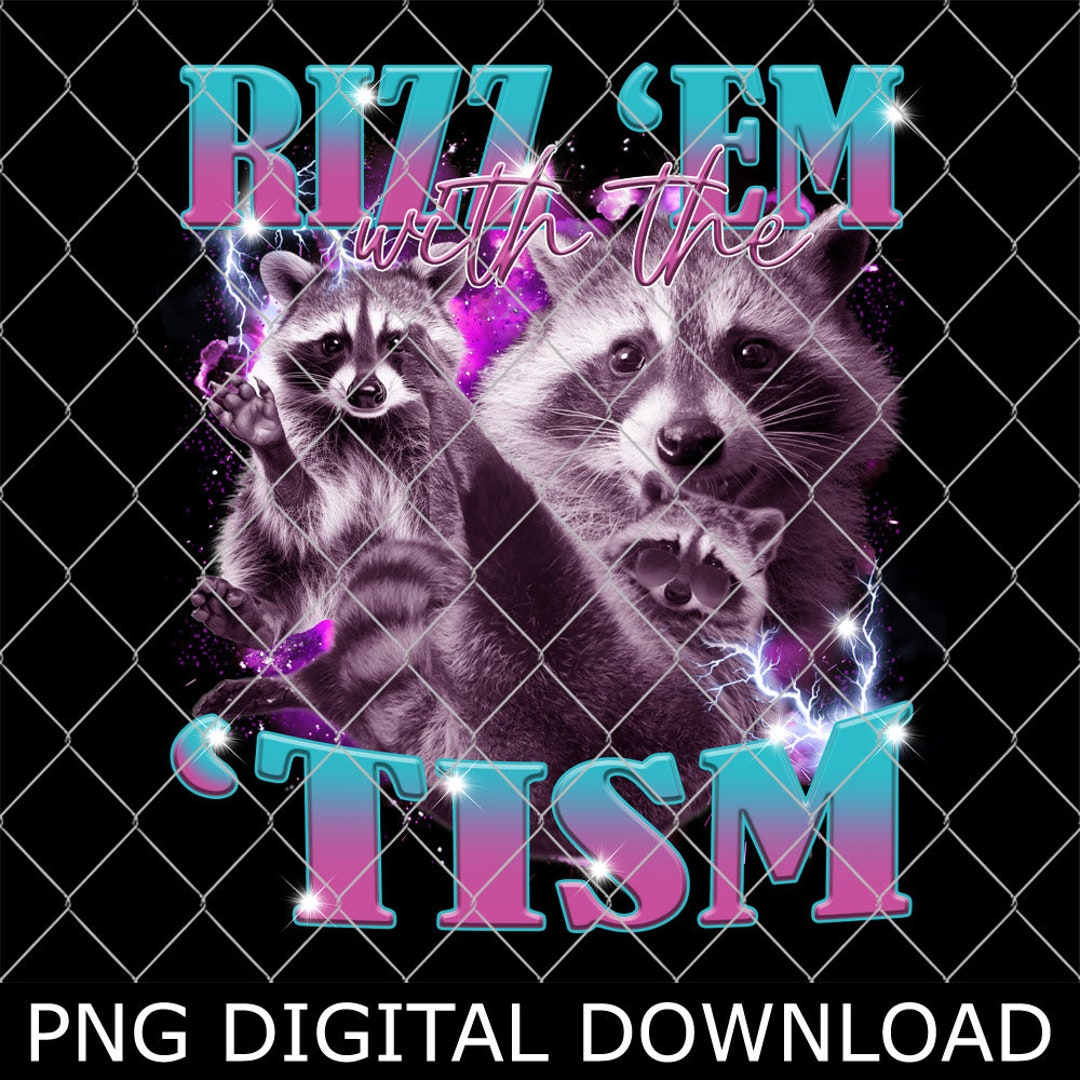 Autism Awareness Raccoon Meme Png, Funny Rizz Em With the Tism Vintage ...