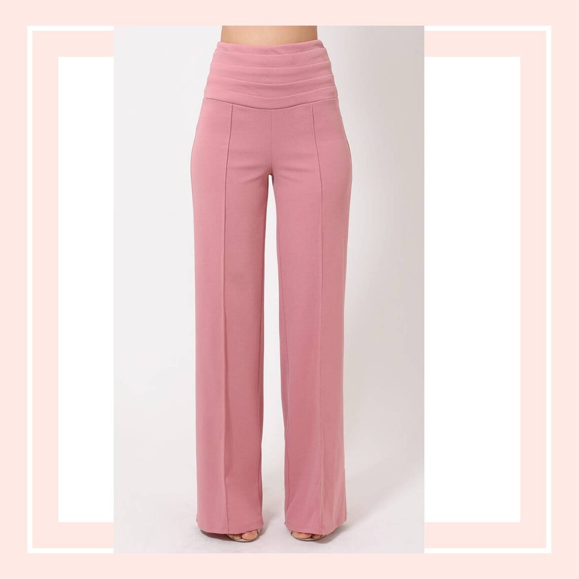High Waist Mauve Pink Women's Pants Suit Pants Office Elegant Pants ...