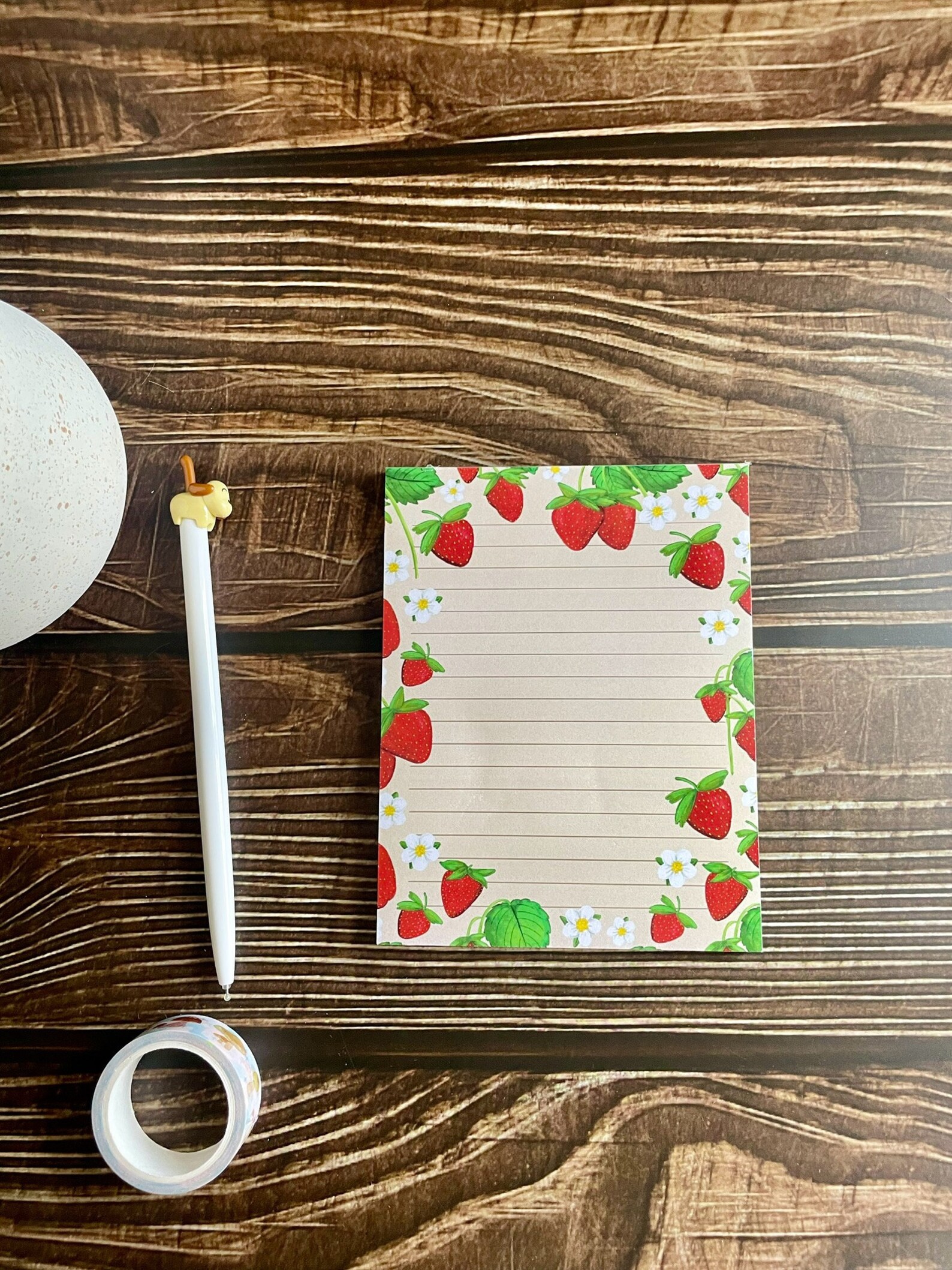 Summer Strawberries Notepad 4.25x5.5deskpad 50 Sheet Strawberry Notepad ...