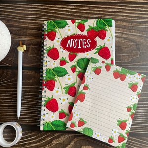 Summer Strawberries Notepad - 4.25x5.5”deskpad - 50 Sheet Strawberry ...