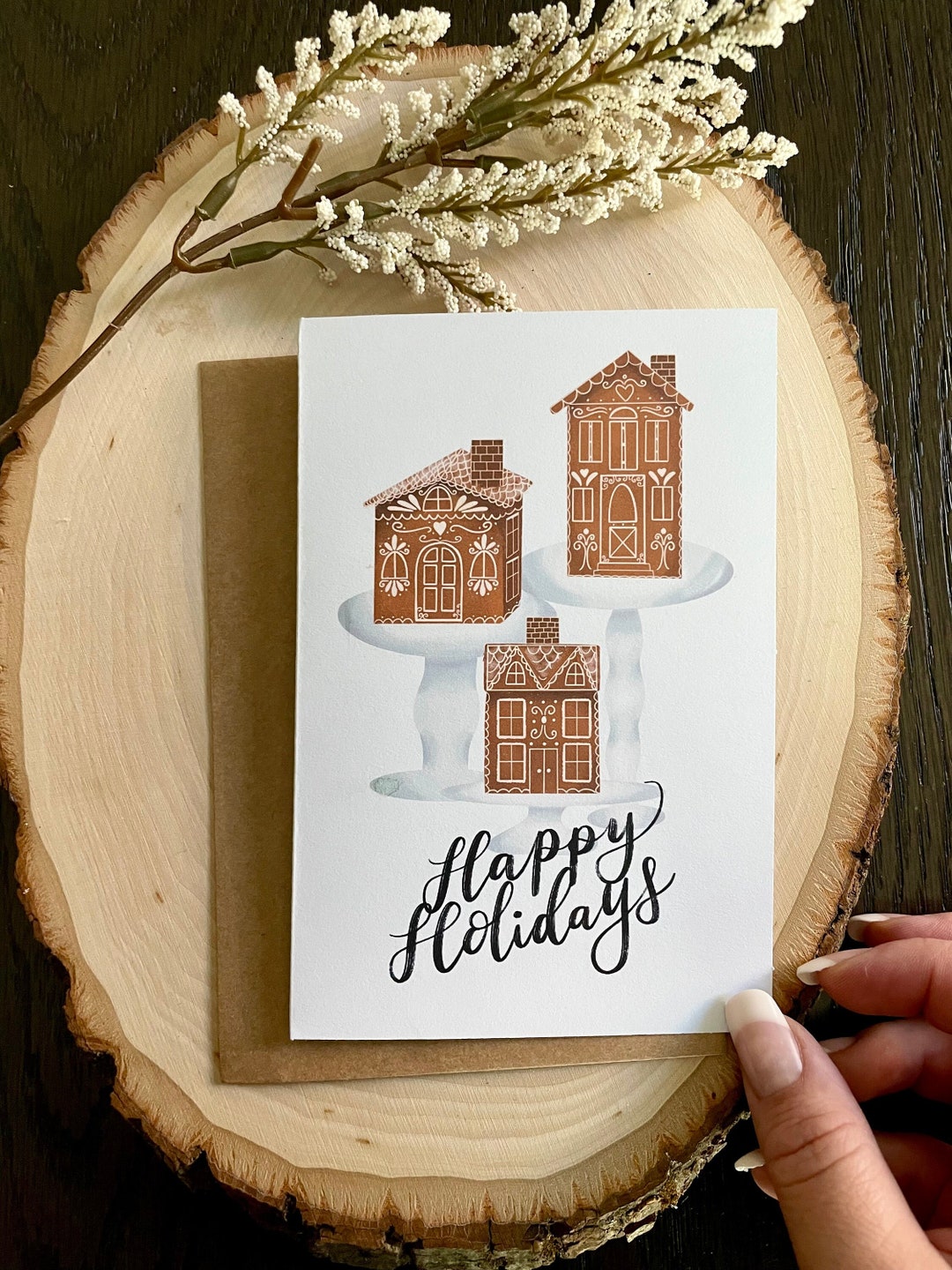 Gingerbread House Christmas Card - 4x6 110lb Holiday Card - Handmade ...