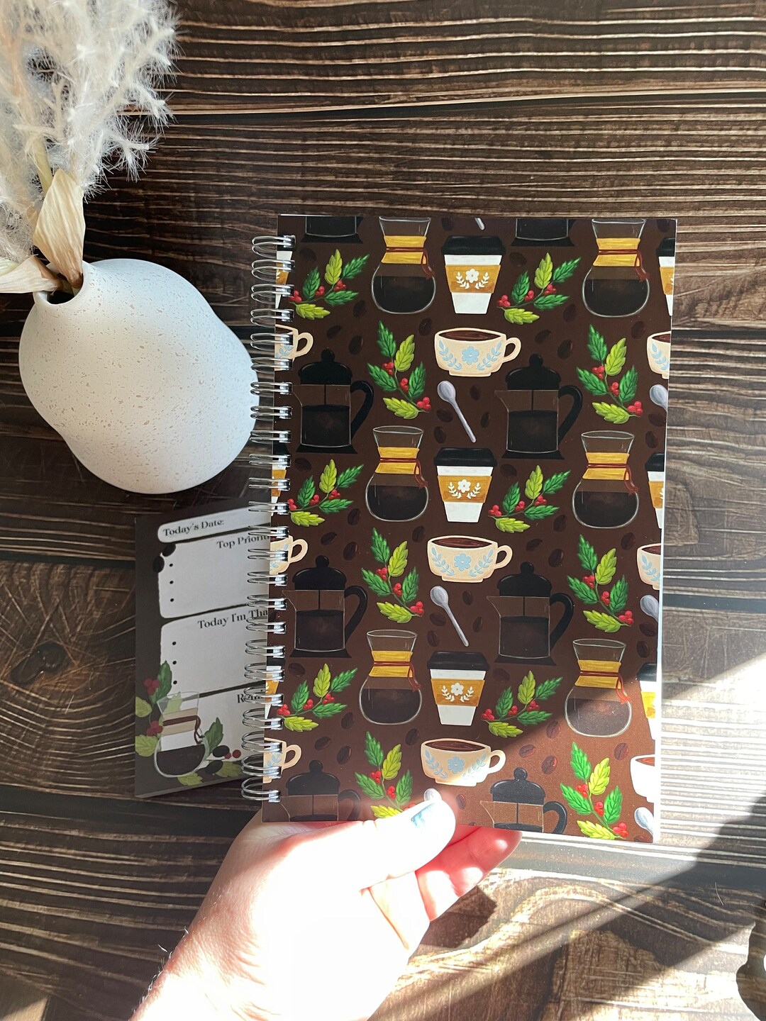 Coffee Bean Notebook - Cute Illustrated Journal - Coffee Lover Office ...