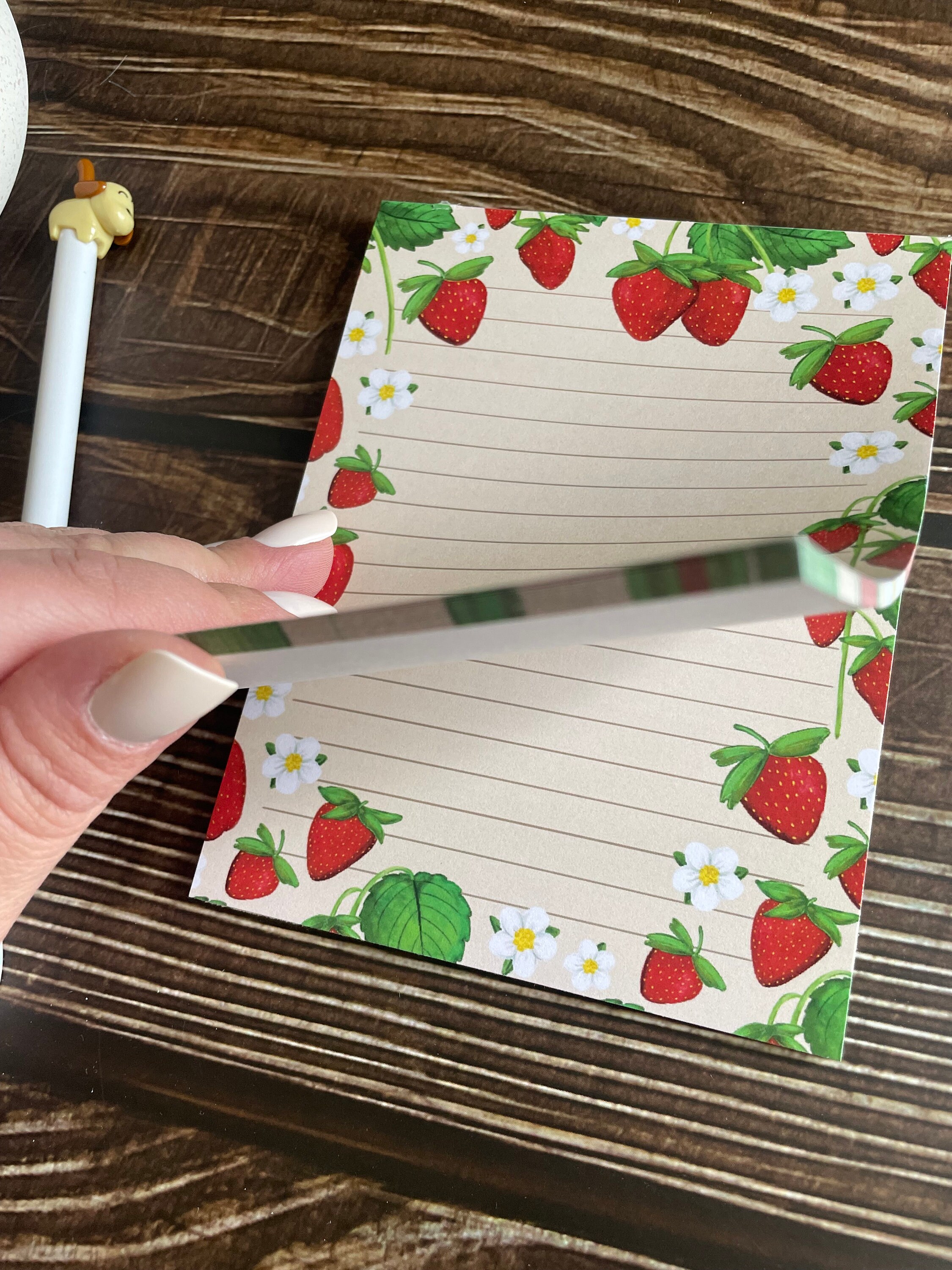 Summer Strawberries Notepad 4.25x5.5deskpad 50 Sheet Strawberry Notepad ...