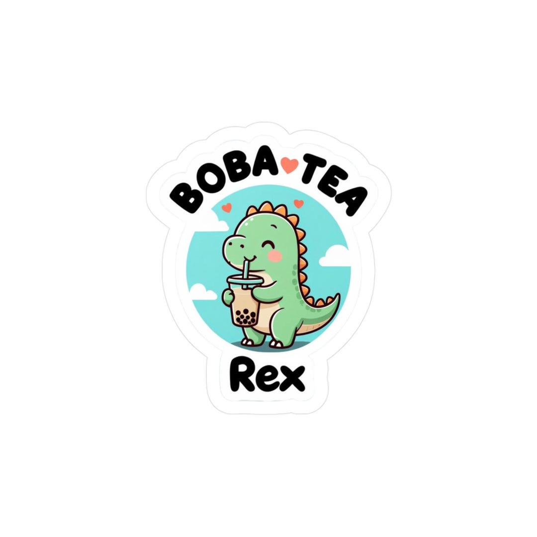 Cute Boba Tea Rex Kiss-cut Vinyl Decals, Fun Stickers for Laptops ...