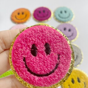 2.2” Happy Face Chenille Patches | Self Adhesive - Iron on Patch - Etsy