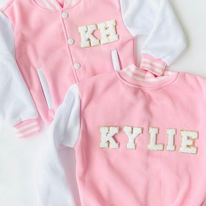 Custom Varsity Jackets | Personalized Girls Jacket | Pink Varsity ...