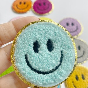 2.2” Happy Face Chenille Patches | Self Adhesive - Iron on Patch - Etsy