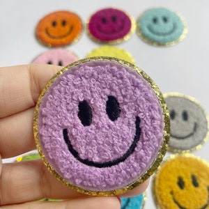 2.2” Happy Face Chenille Patches | Self Adhesive - Iron on Patch - Etsy