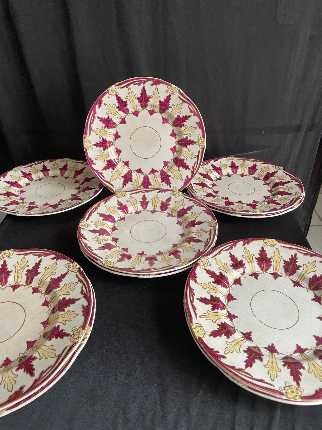 Vtg Shelly & Wileman Pottery China Dinner Dishes (10)chintz , Burgundy ...