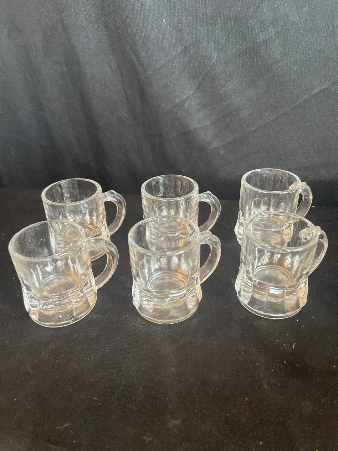 Beer Mug Shot Glasses (6) Single Shots,clear Cut Glass , Miniature - Etsy