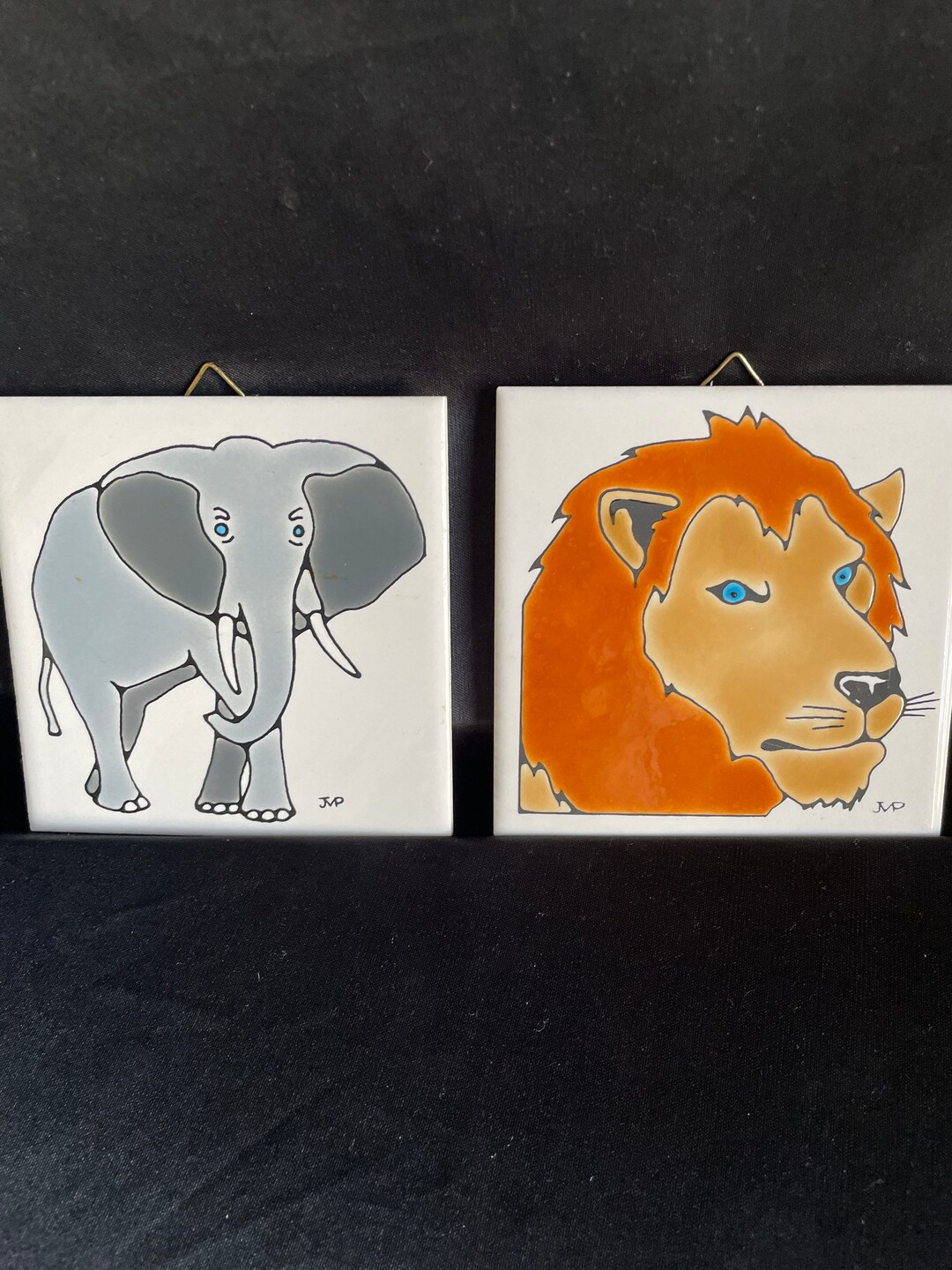 Ceramic Tiles , Themed ,elephant, Lion Set , Wall Decor Wall Hang ...