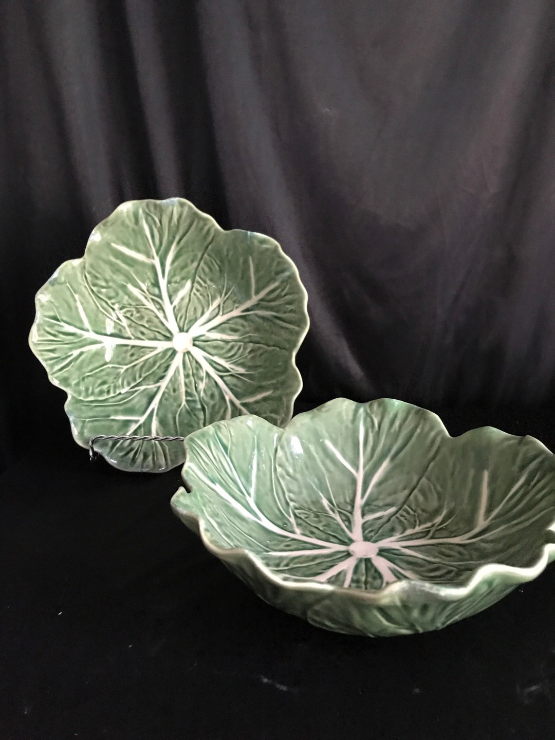 Bordallo Pinheiro Cabbage Ware Serving Bowls ,green ,scalloped Art ...