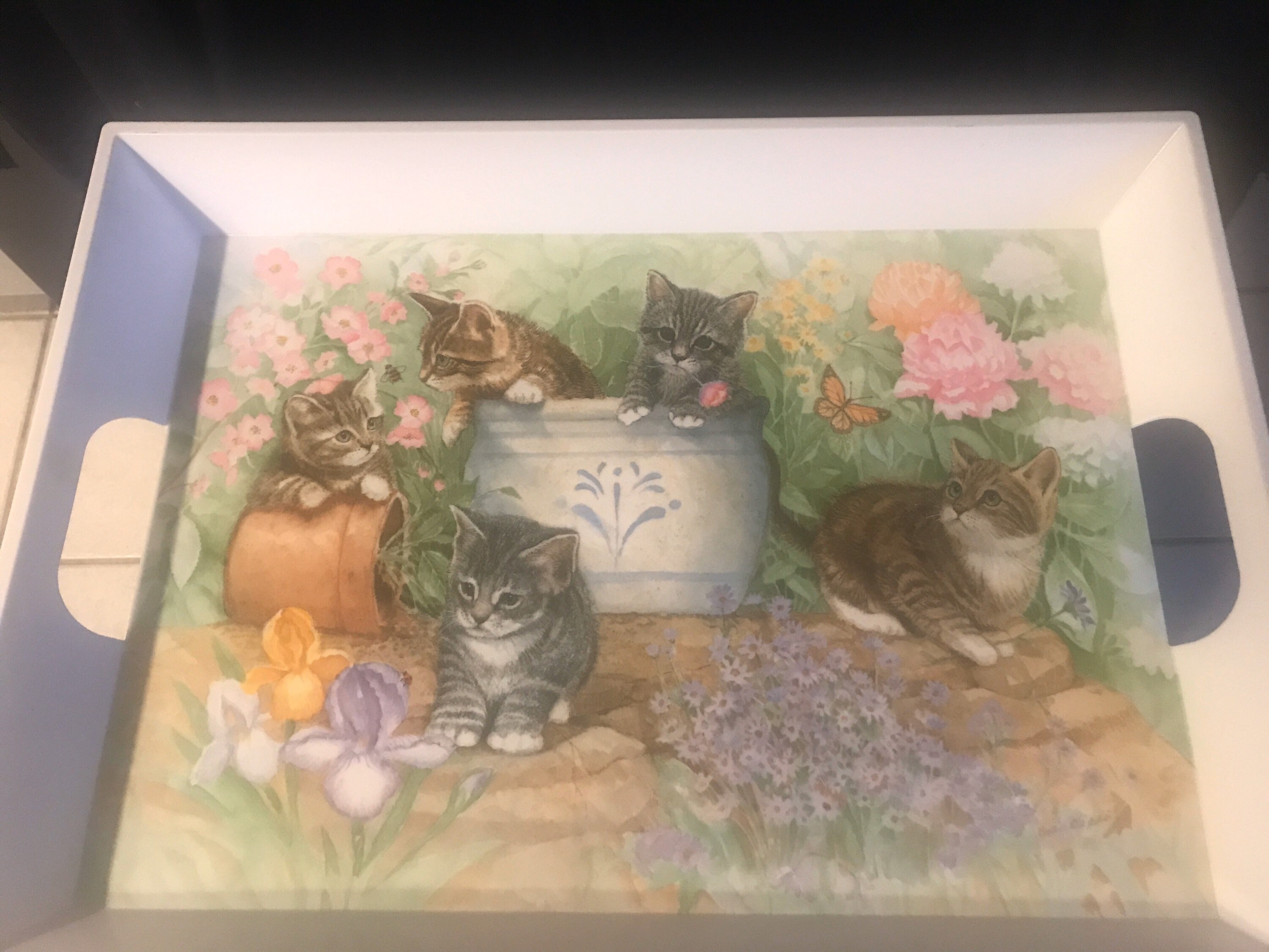 Melamine Tray Kittens in Flower Garden Design - Etsy