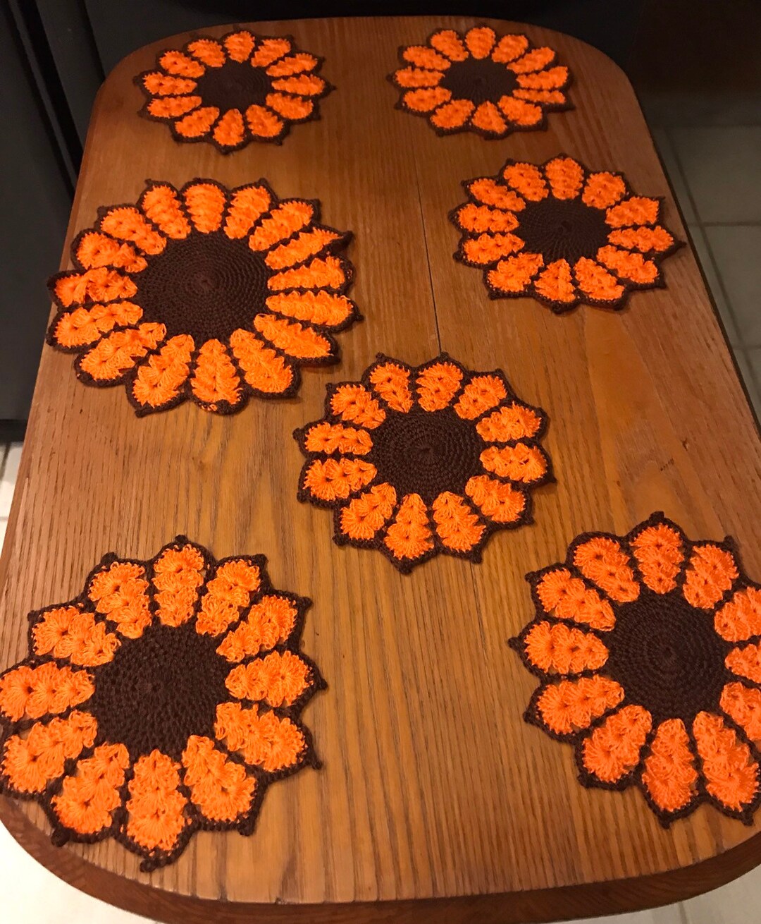 Vtg Thanksgiving Doilies 6 Crochet Side Table Dollies - Etsy