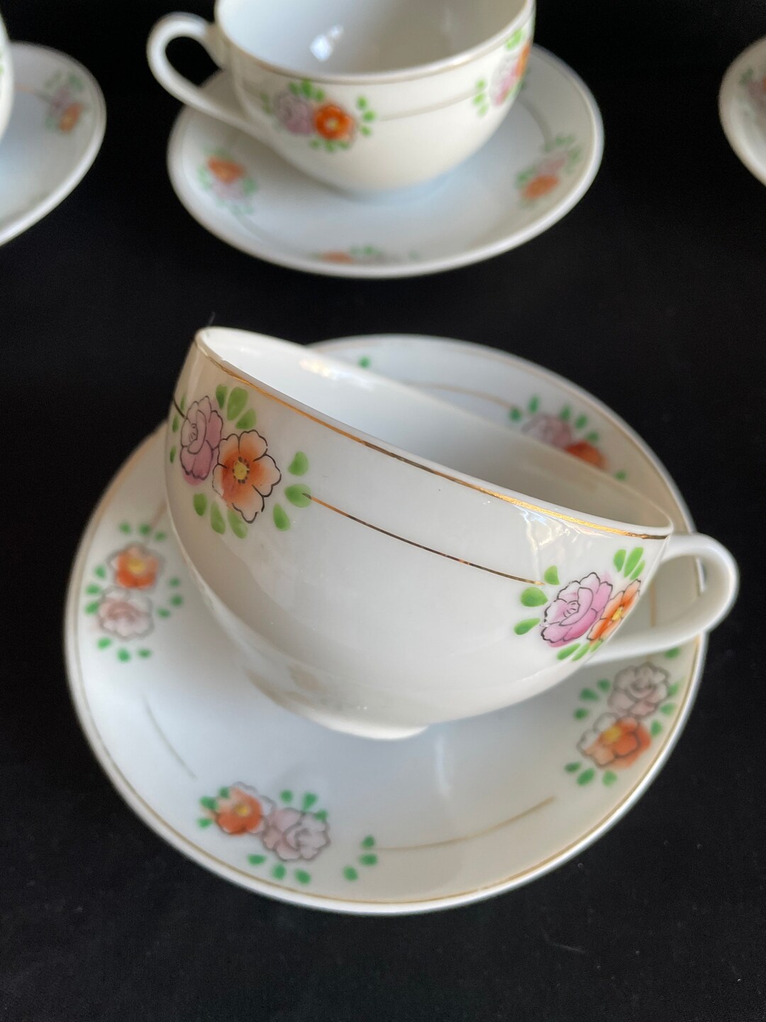 Imported Tea Cup Set ,service 4 , Bone China ,hand Painted , Floral ...