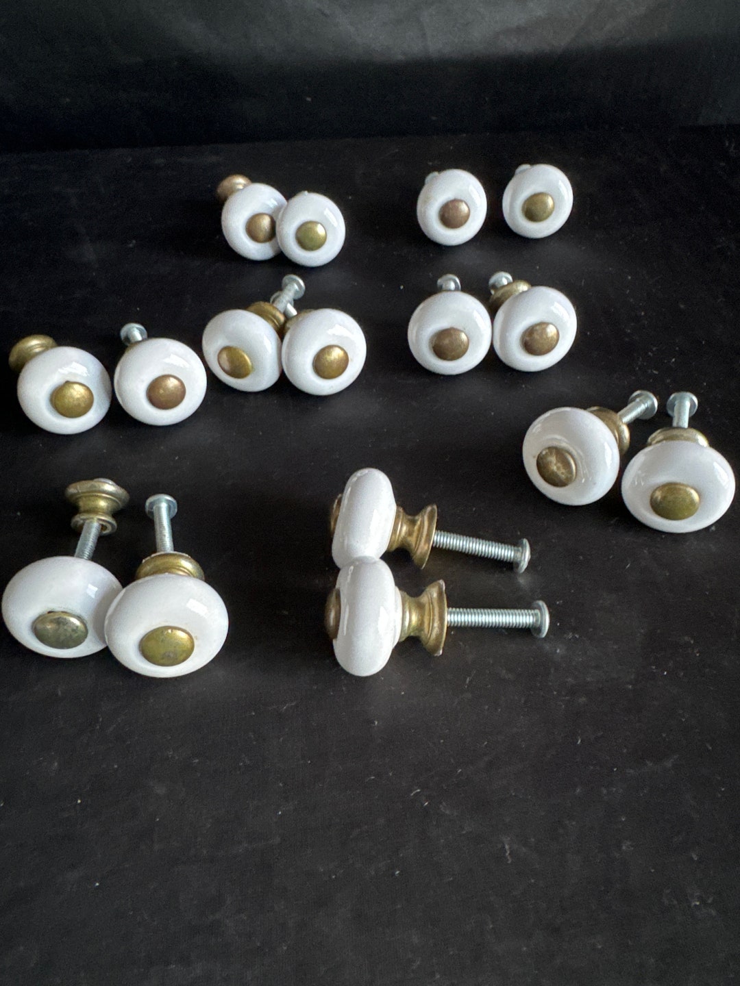 Porcelain Drawer Pull Set 2 Brass Center , 2,small Accent Furniture ...