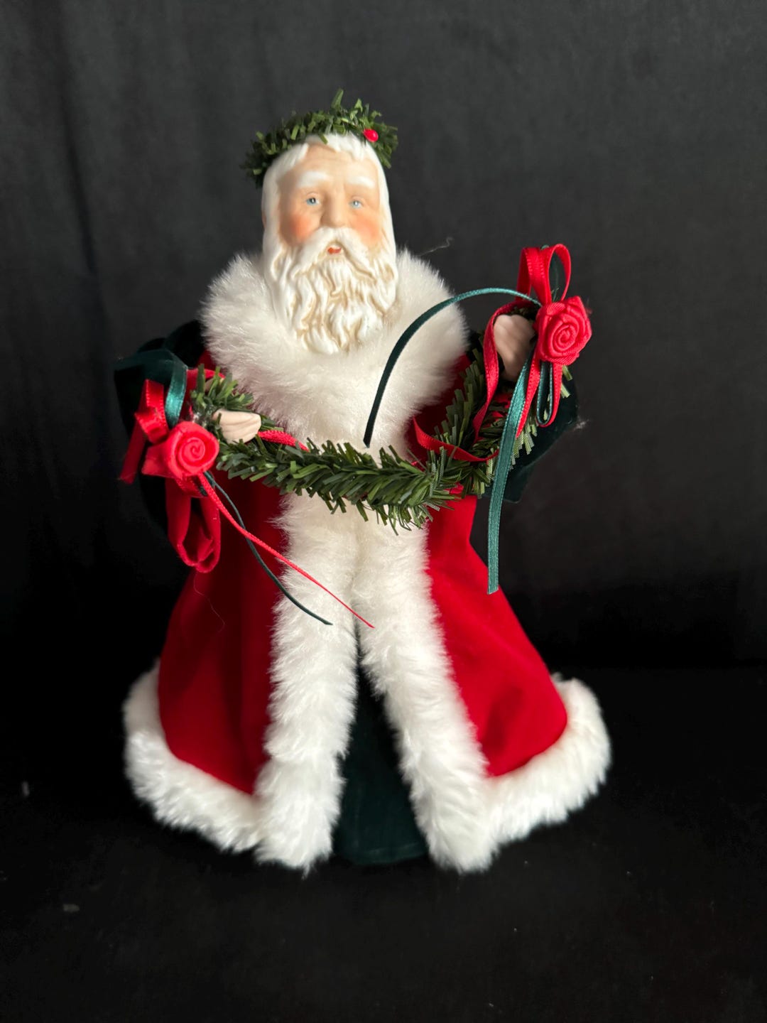 Father Christmas Tree Topper , Yuletide Santa, Velvet Santa Holding ...