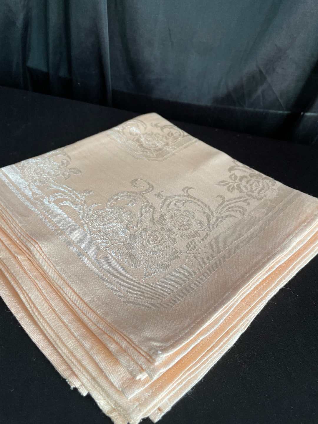 Elegant Tableware Napkins Set (7) Chintz , Embossed Design Apricot ...