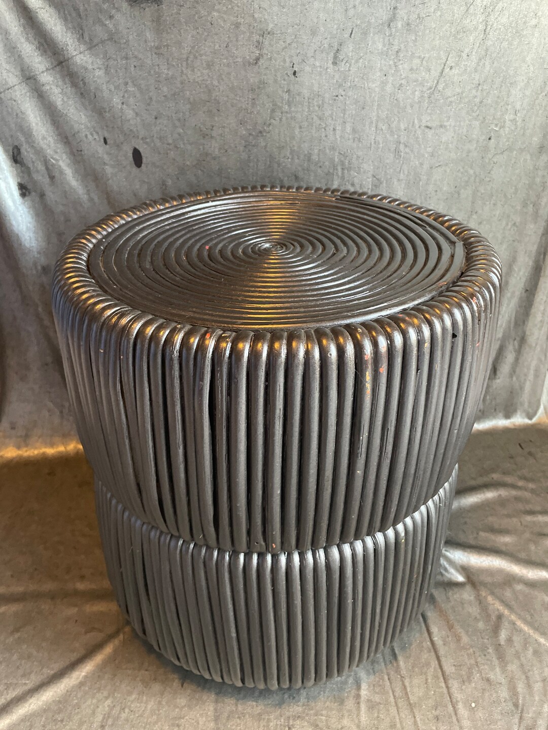 Ottoman Bamboo Rattan , Side Table, Round Barrel , 3d,, Double Tiered ...