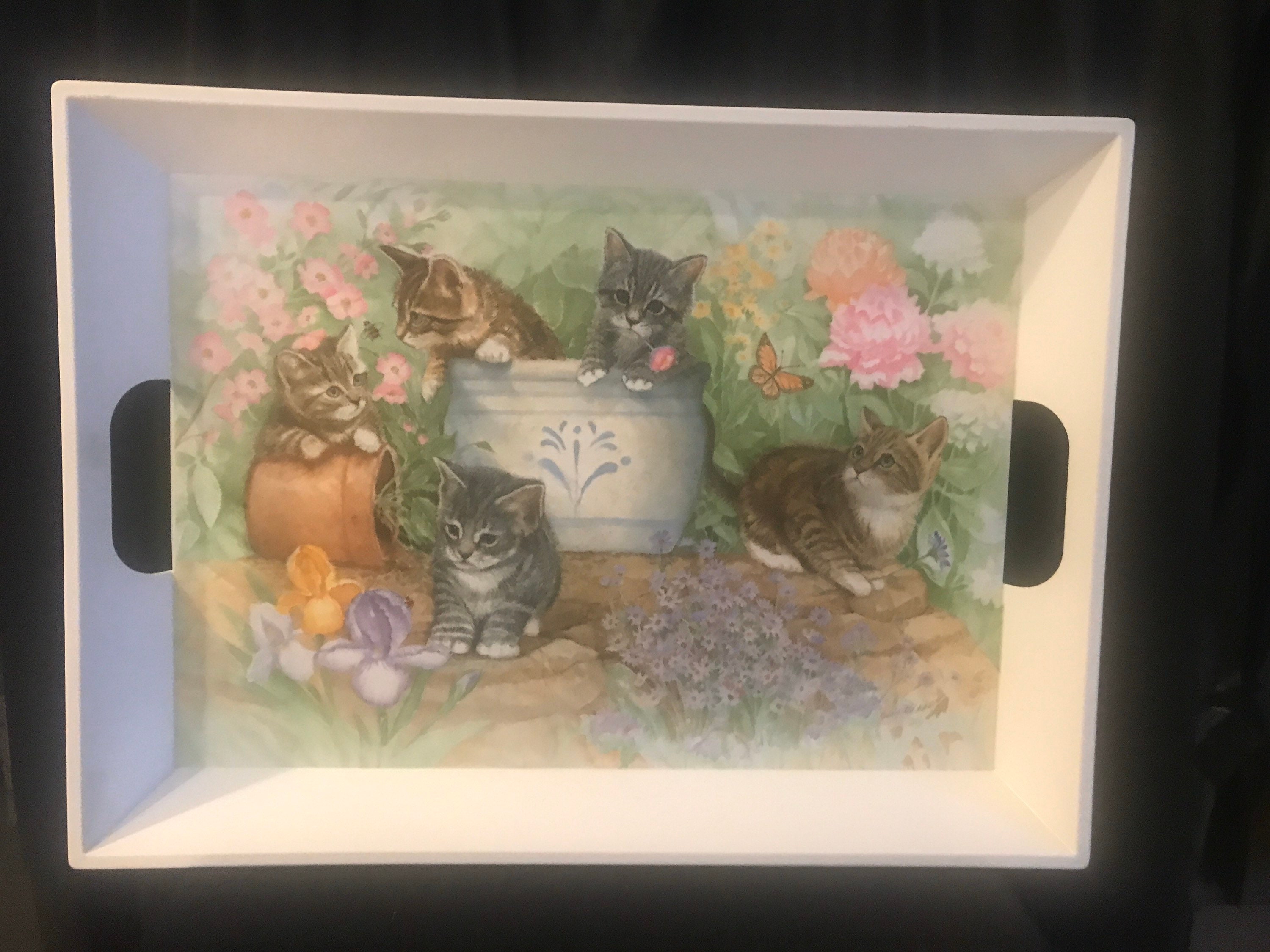 Melamine Tray Kittens in Flower Garden Design - Etsy