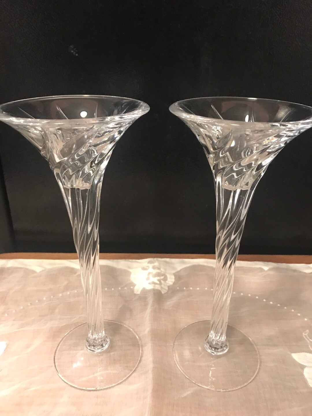 Designer Crystal Candlestick Set ,2, Ornate,dining Tableware Swirl ...