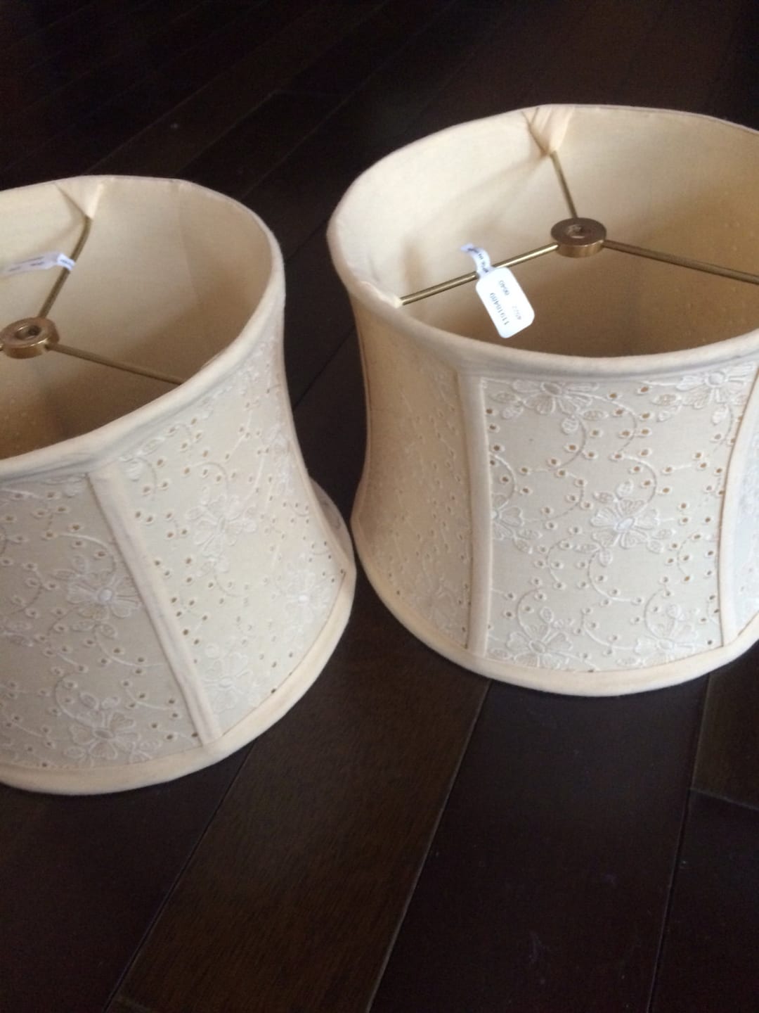 Lamp Shades Pair Set 2 , Eyelet Lace , Cylinder Shades, Barrel Shape ...