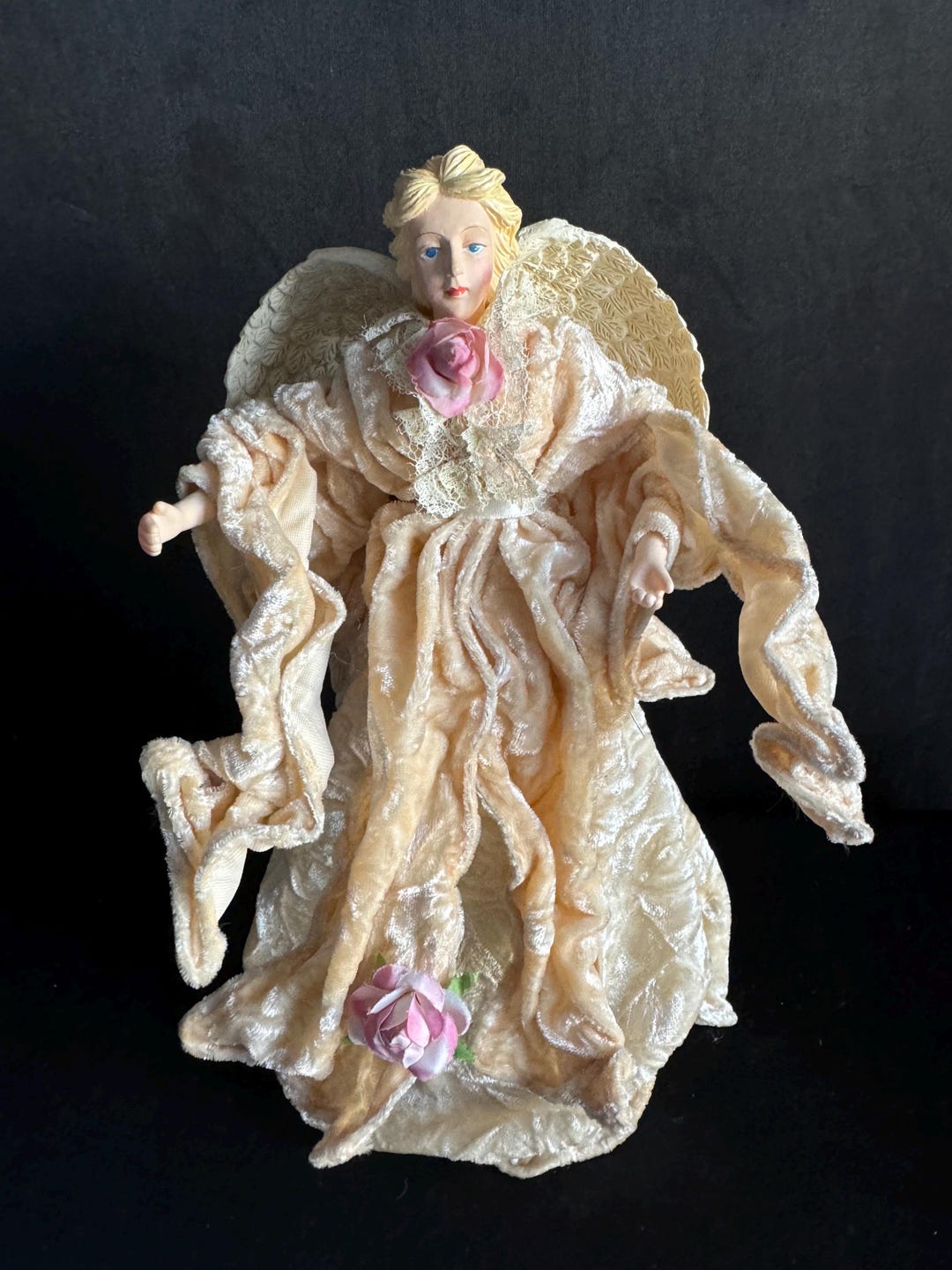 Angel Tree Topper , Winged , Velvet Vestment, Victorian Home Holiday ...
