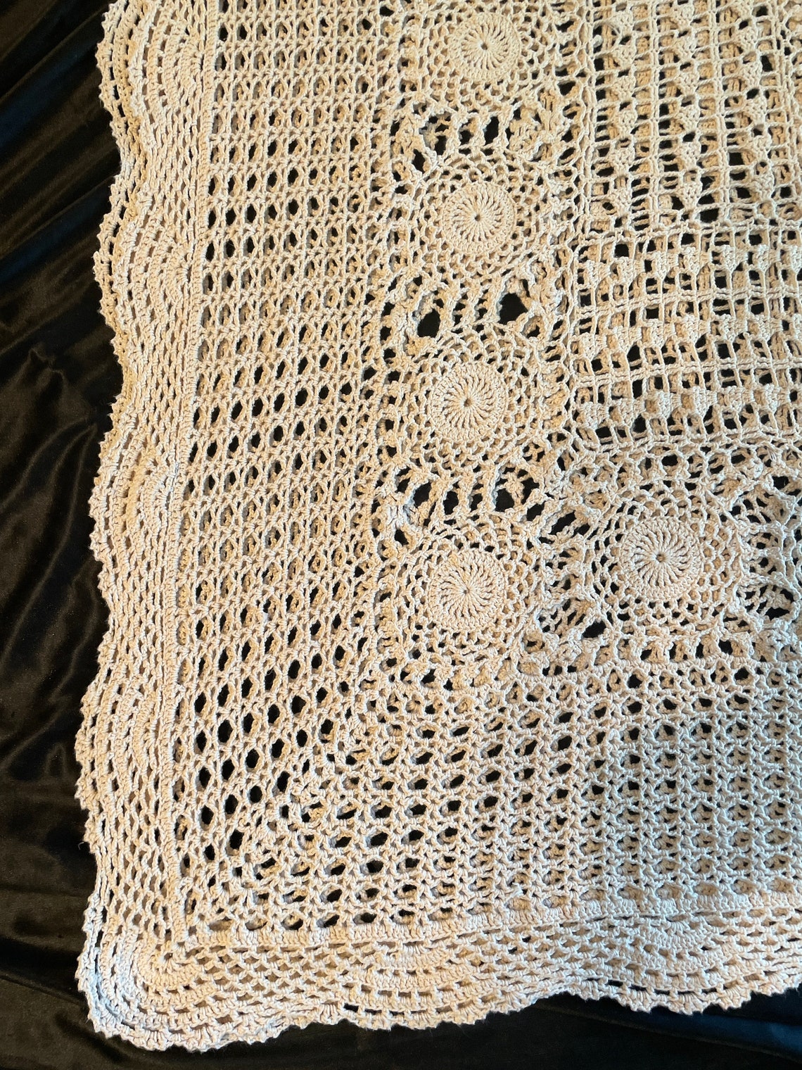 Vtg Rectangular Crochet Tablecloth Dining Tableware Cotton - Etsy