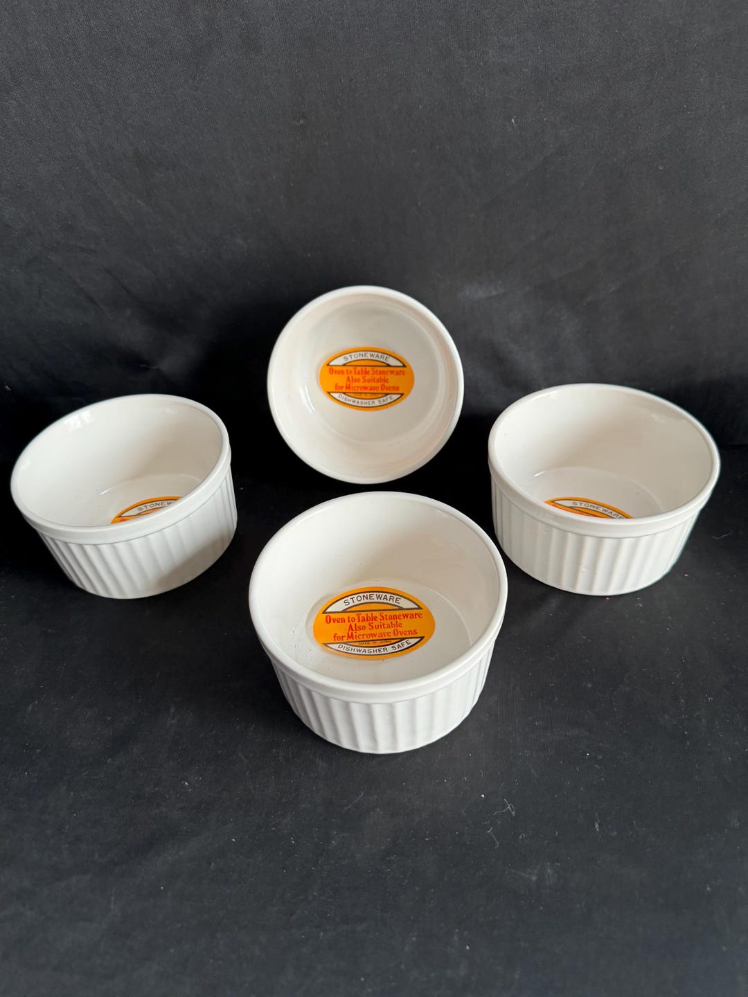 Stoneware Ramekins , (4) Cookware , Bake Ware , Soufflés , Dessert ...