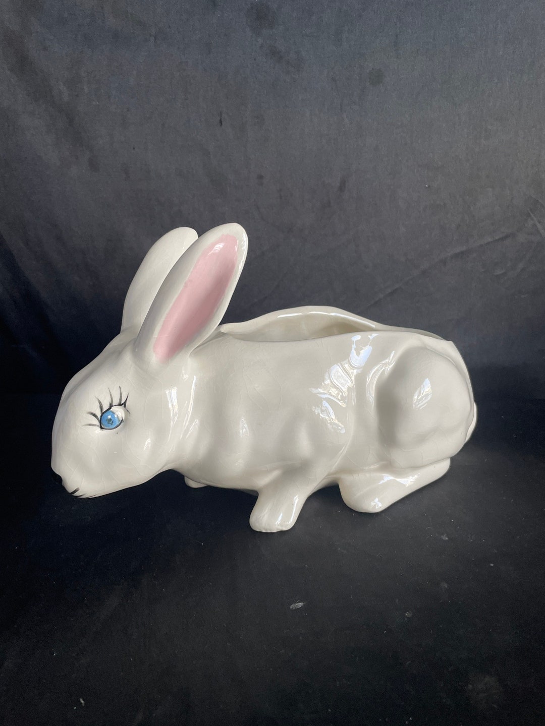 Vtg Bunny Planter , Tabletop Home Decor Candy Holder ,long Hared,hand ...