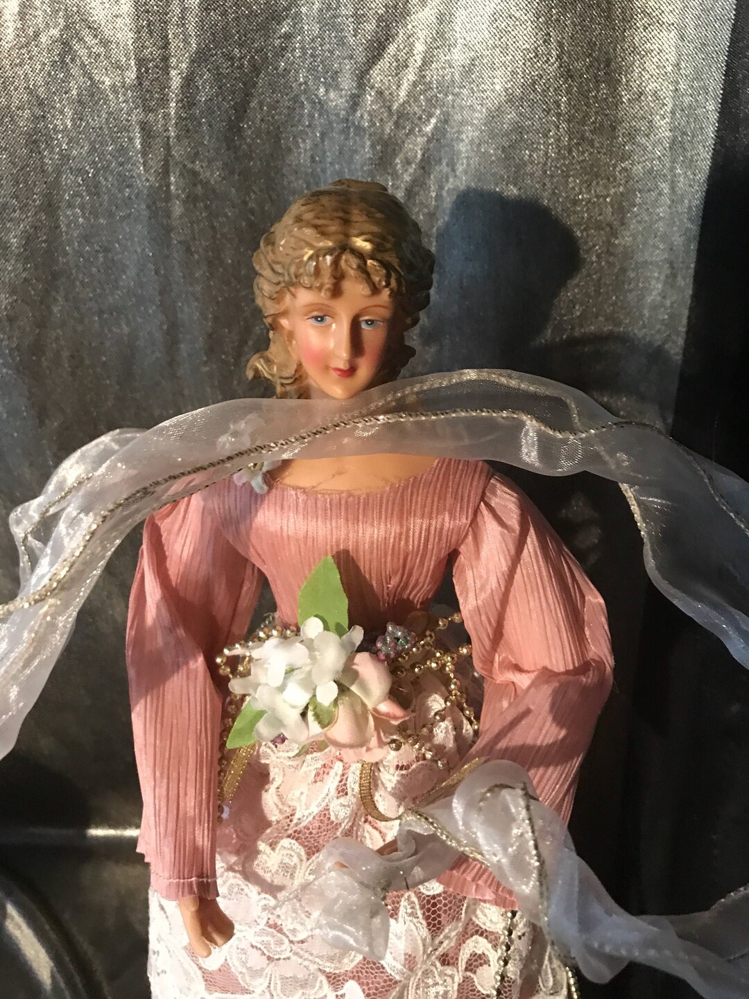 Victorian Angel Tree Topper-,14” Angel Mantle Figurine - Stationary ...