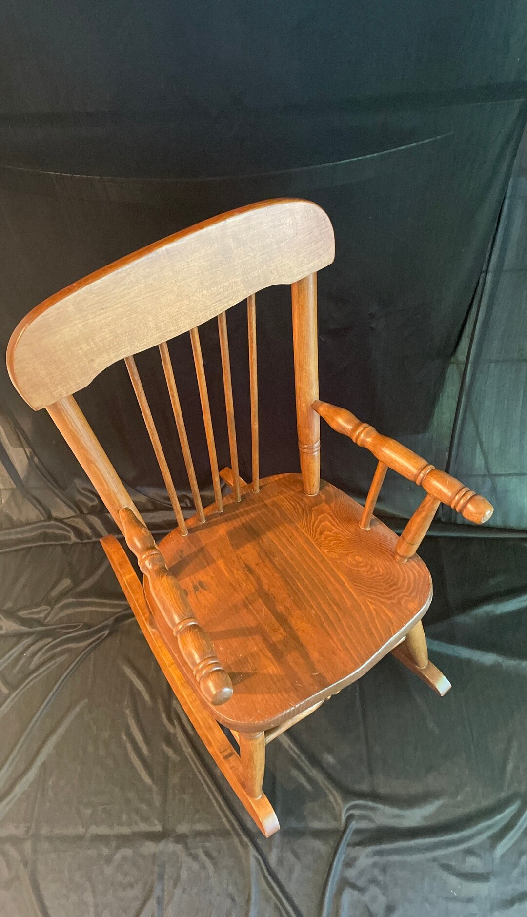 Vtg Childs Rocking Chair , Toddlers Rocker , Wood , Spindle Back ...