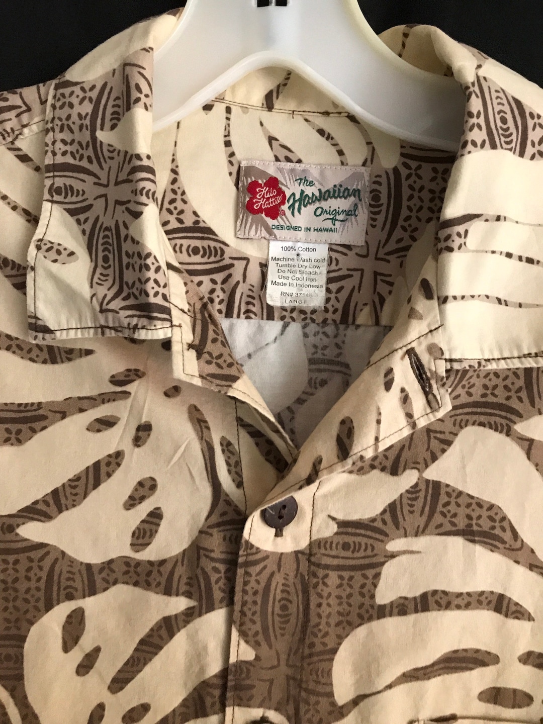 Mens Hawaiian Shirt Hilo Hattie : Earth Tone Palm Leaf Print, Size L ...