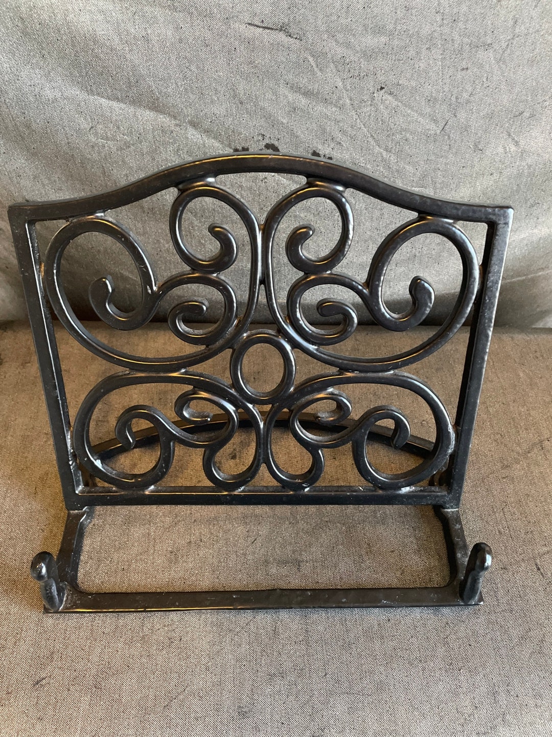 Black Enamel Cookbook Stand: Scrolled Cast Metal Recipe Holder - Etsy