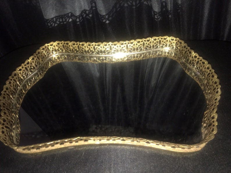 Victorian Vanity Tray Filigree Curved Metal - Etsy
