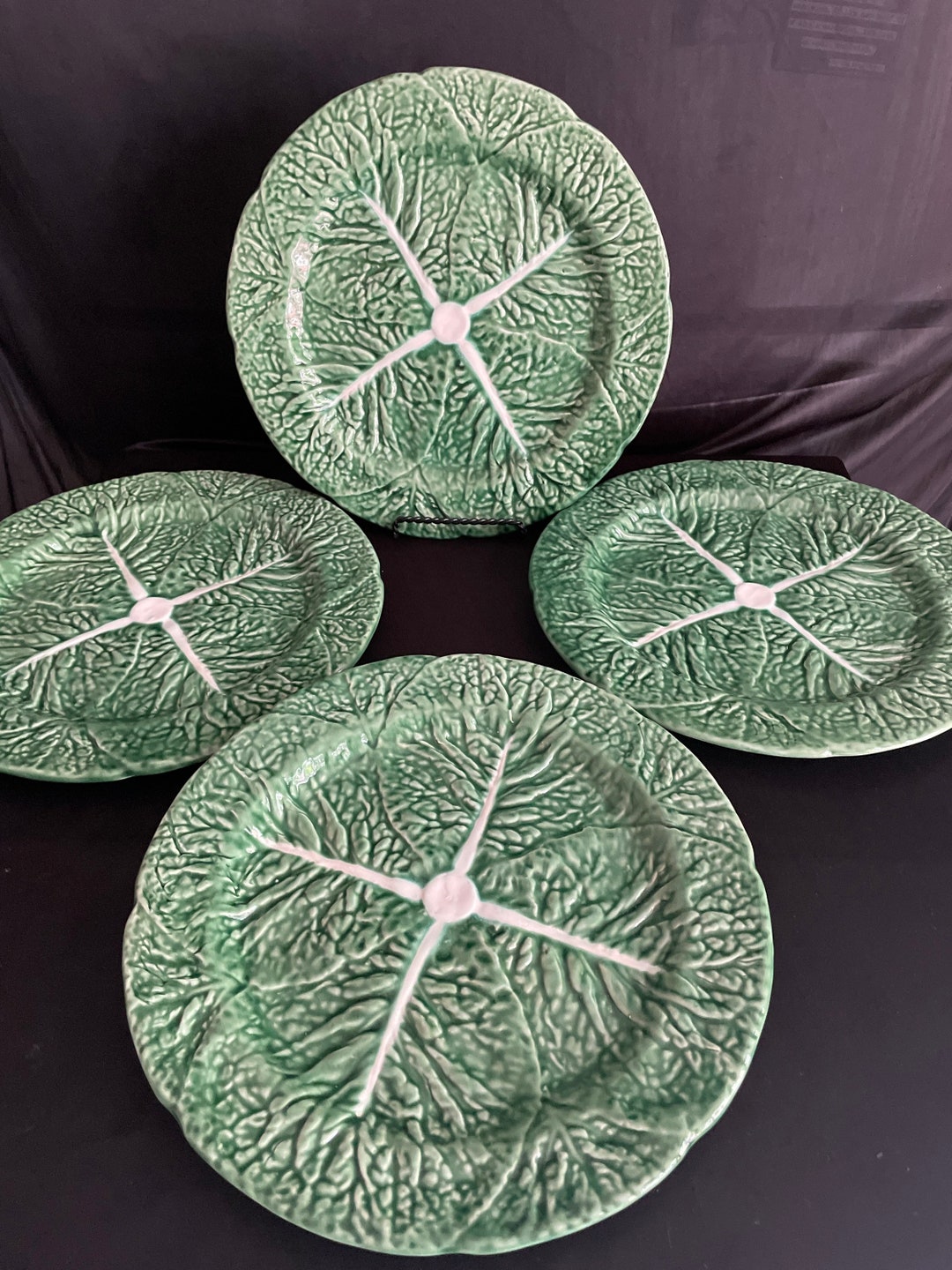 Cabbage Ware Dinner Plates (4) Green, 10 1/2’,bordallo Pinheiro ...