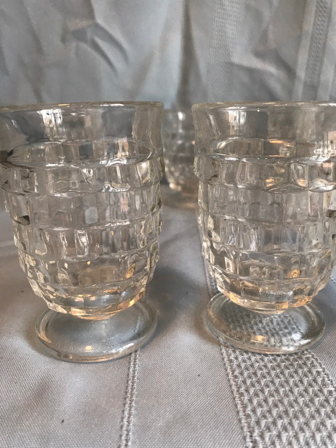 MCM Footed Barware Glass Set 4 Optic Block Footed Indiana - Etsy