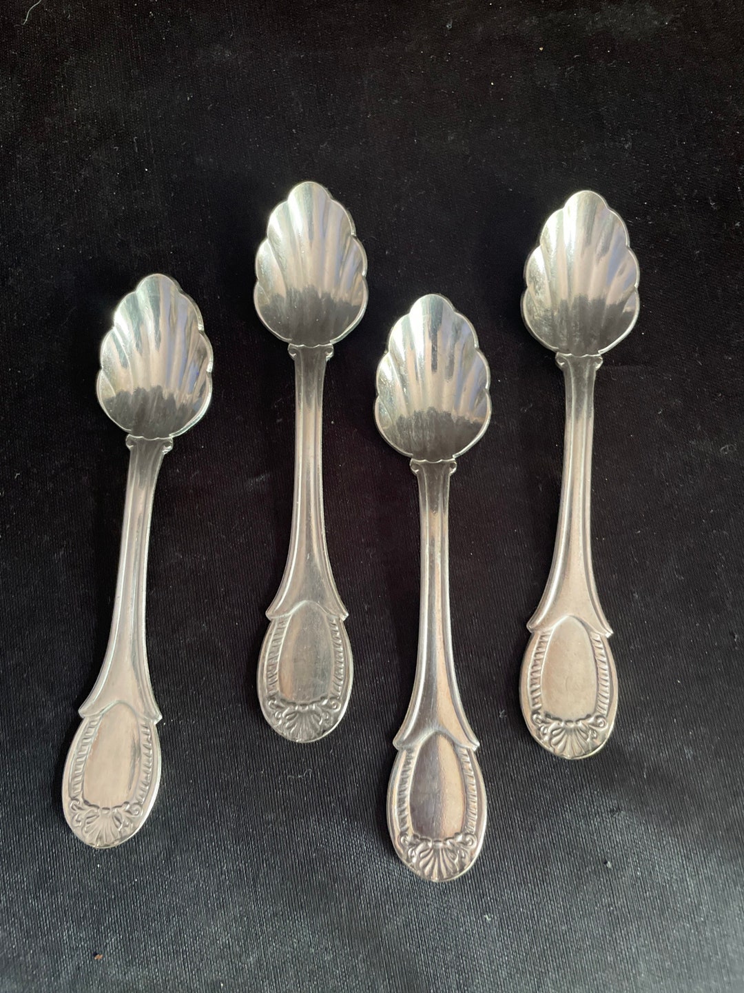 Ornate Condiment Spoons 4 Clam Shape Servers ,jelly, Sugar, Espresso ...