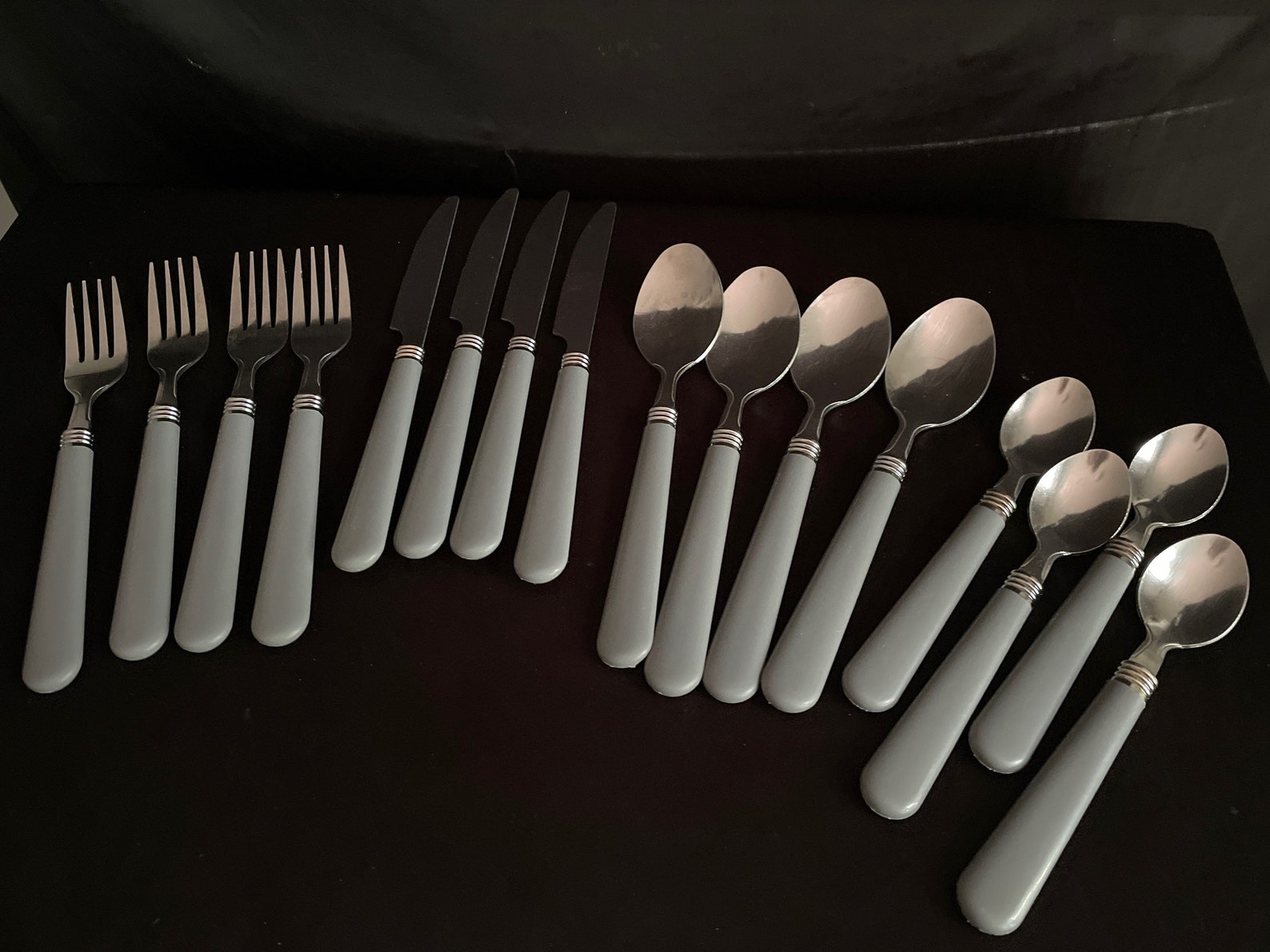 Kitchen Flatware Retro Grey 16 Pcs Set Stainless - Etsy