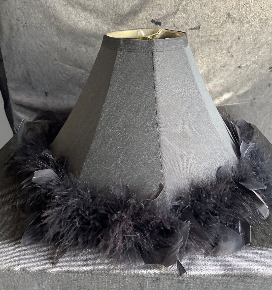 Black Silk Shade W Malibu Feather Ostrich 8 Panel Form - Etsy