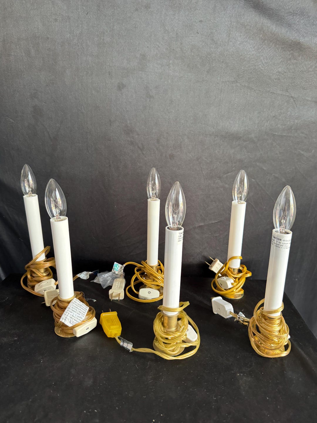 Window Candlestick Plug -in ,(6) Electric Candlestick Lighting ,brass ...
