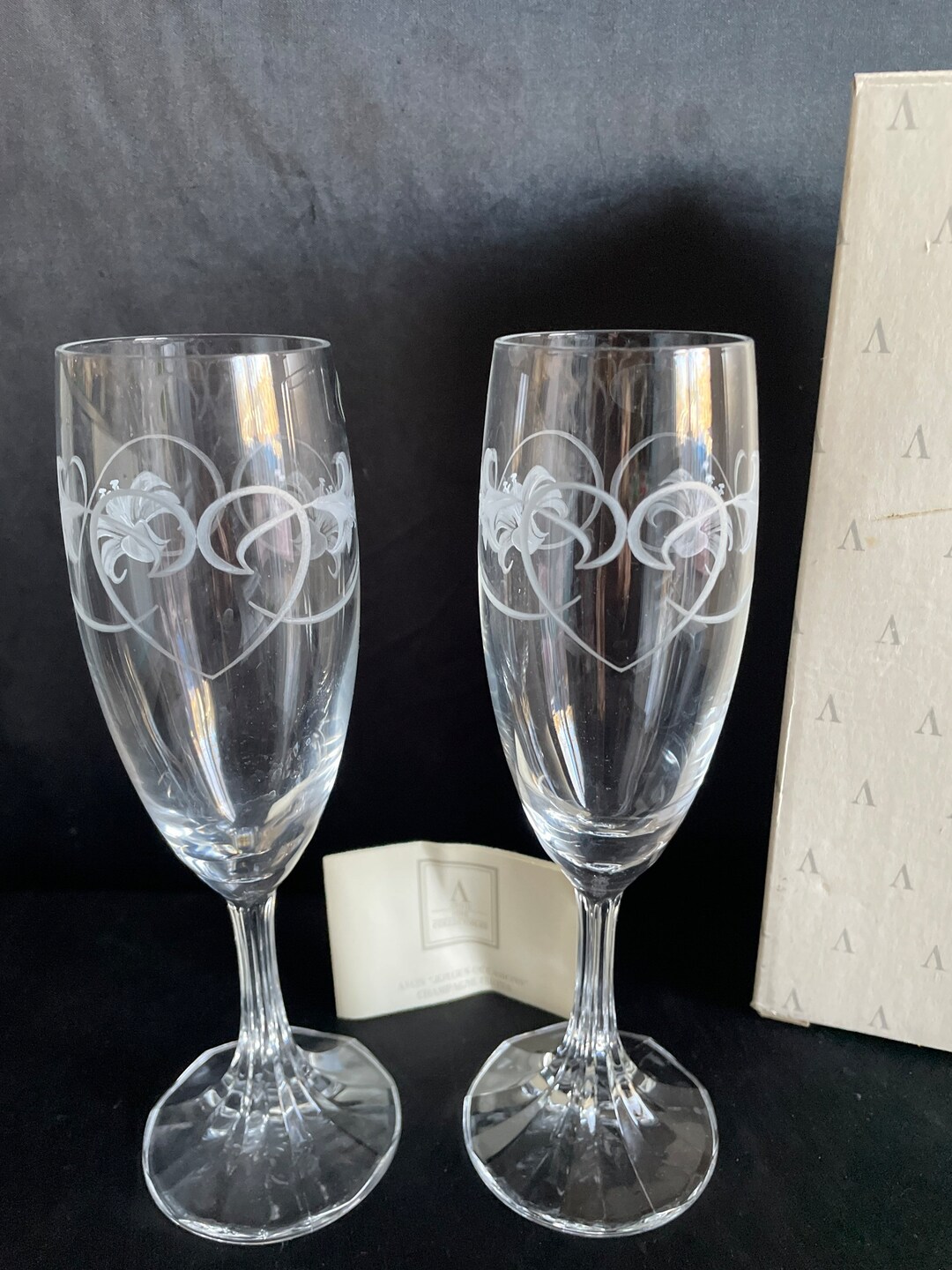 Champagne Flute Set 2 Vtg Avon Joyous Occasion Edition , Cut Crystal ...