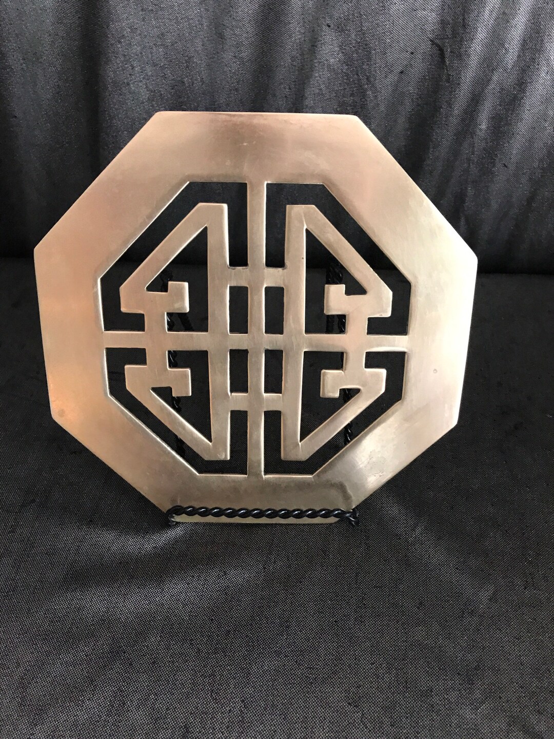 Octagon Brass Trivet- Asian ,die Cut ,hot Food , Table Protector or ...