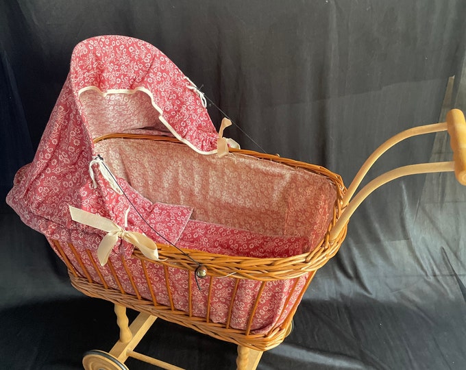 Vtg Carriage , Baby Doll ,pram , Baby Buggy Wicker,spindle Frame, West ...