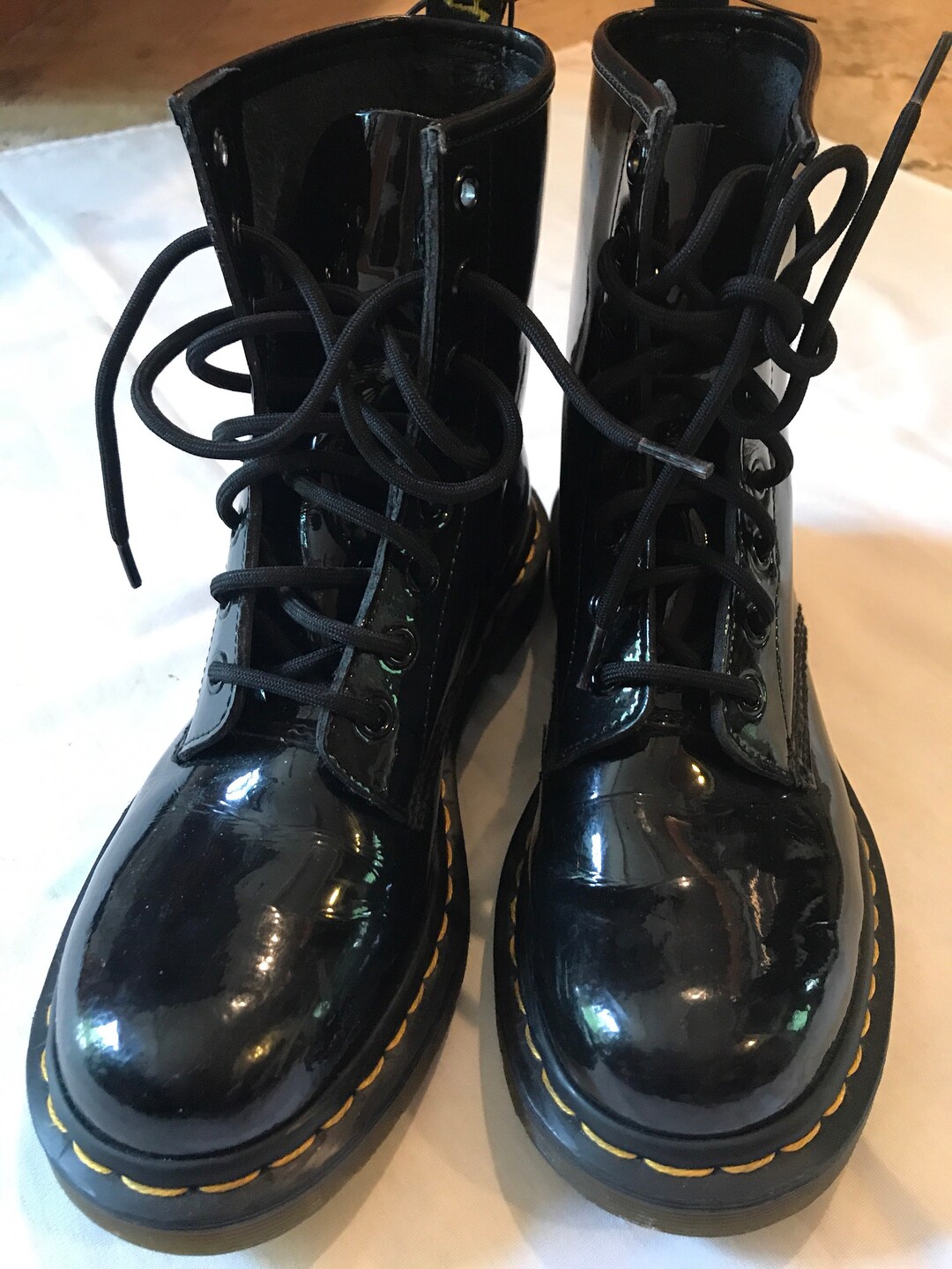 Women’s Doc Marten Boots , Black Patent Leather, Sz 7 Military, High ...