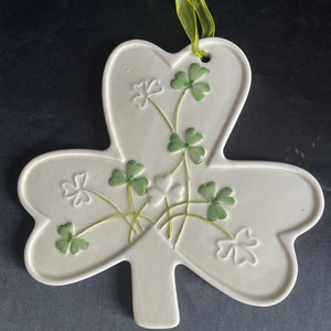 Shamrock Wall Decor,2d ,ceramic ,ivory, Green Raised Clover Pattern - Etsy