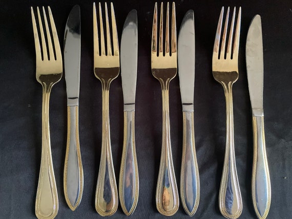 Gold Flatware cut Royal Bead Cutlery 4 Ppl Setting plus 18 - Etsy